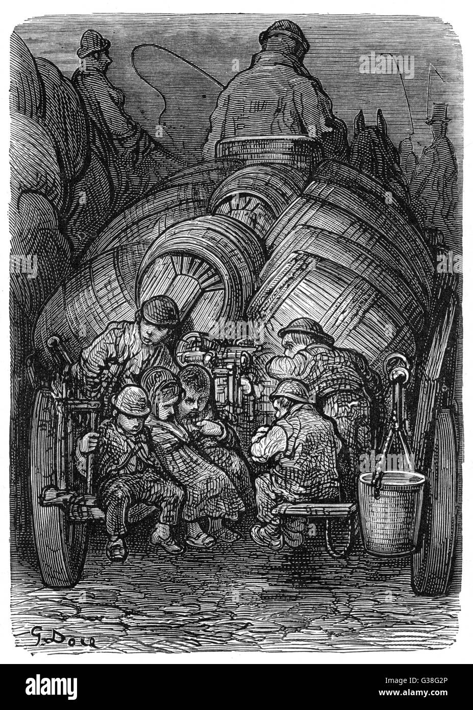 Children take a ride on the back of a brewer's dray, London Stock Photo ...