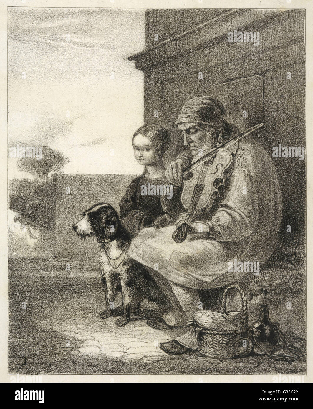 BLIND FIDDLER AND DOG Stock Photo - Alamy
