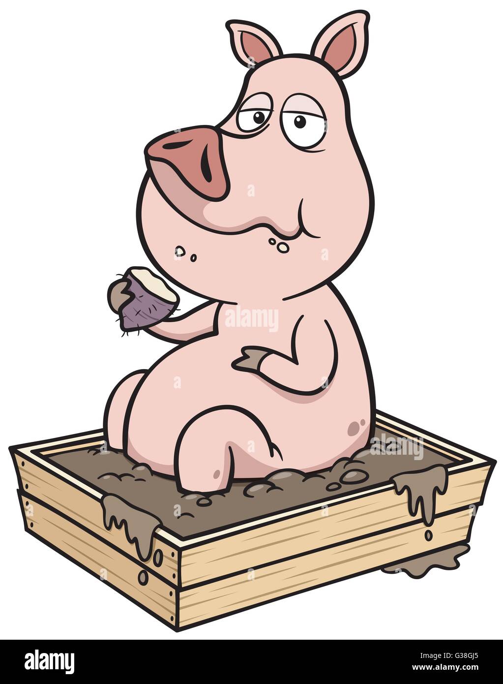 Vector illustration of Cartoon Pig eating Stock Vector Image & Art - Alamy