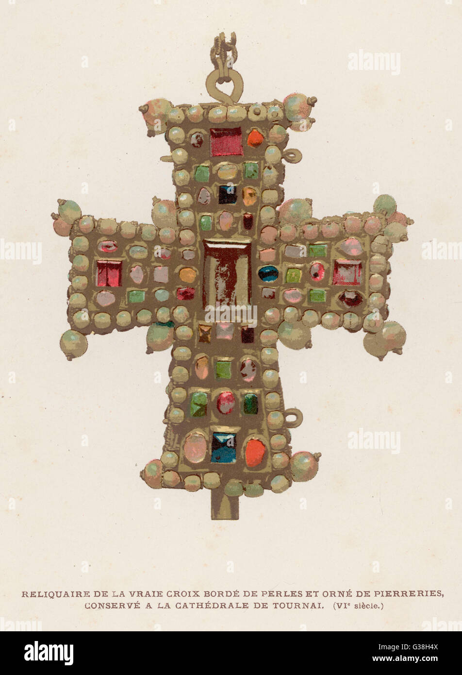 Part of the True Cross on which Jesus was crucified, ornamented with ...