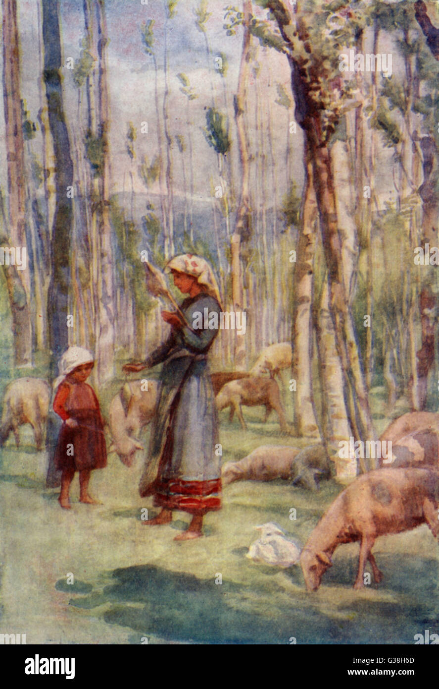 ITALIAN SHEEP GIRL Stock Photo - Alamy