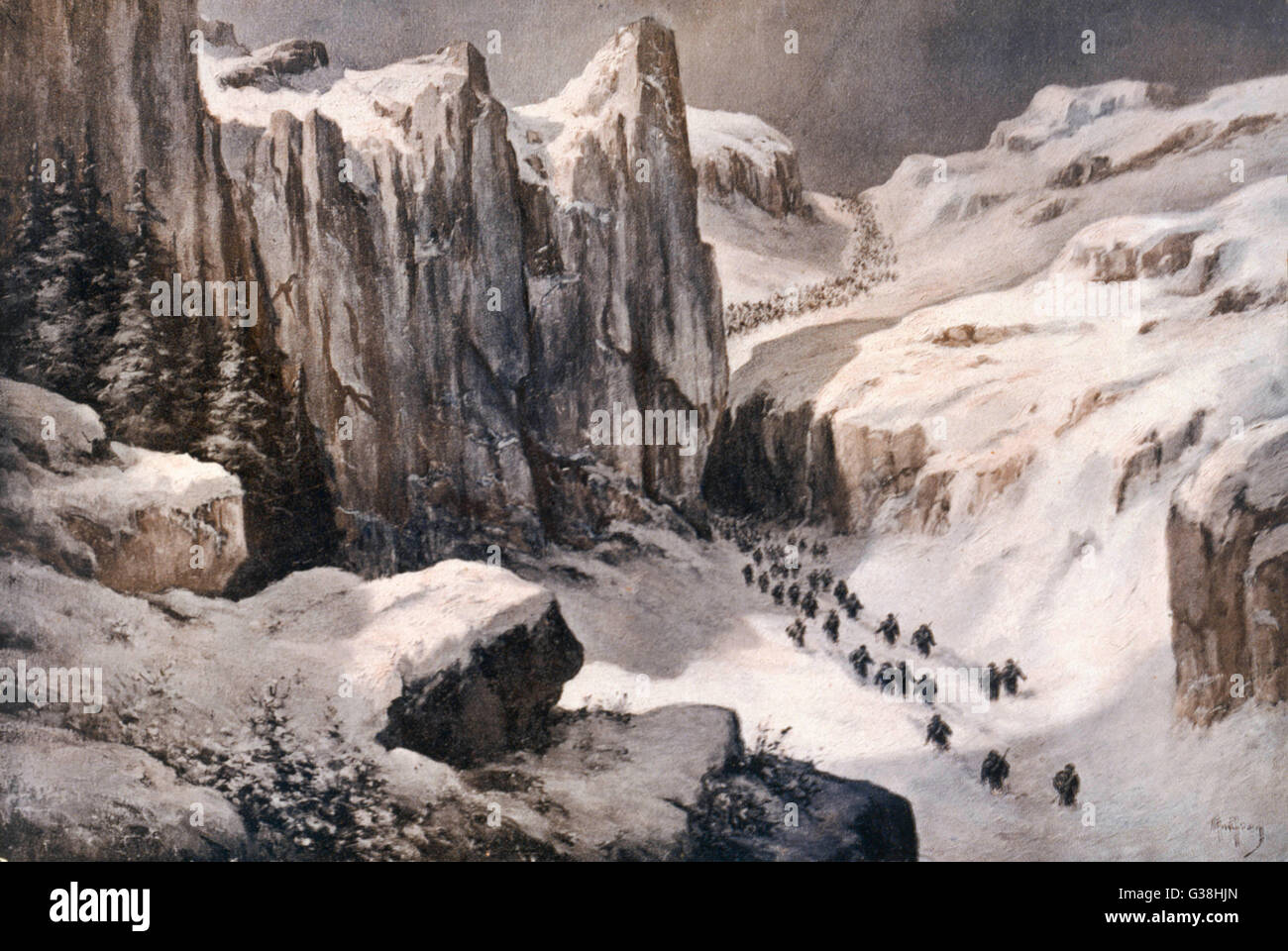 The Russian advance guard crosses the Tuchta Pass in the Carpathian ...