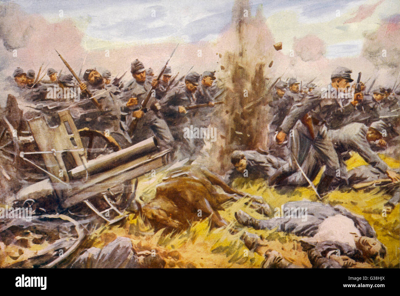 Austrian forces advance during one of the two major battles against the ...