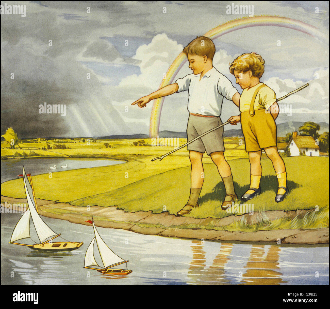 BOYS RACING TOY BOATS Stock Photo - Alamy