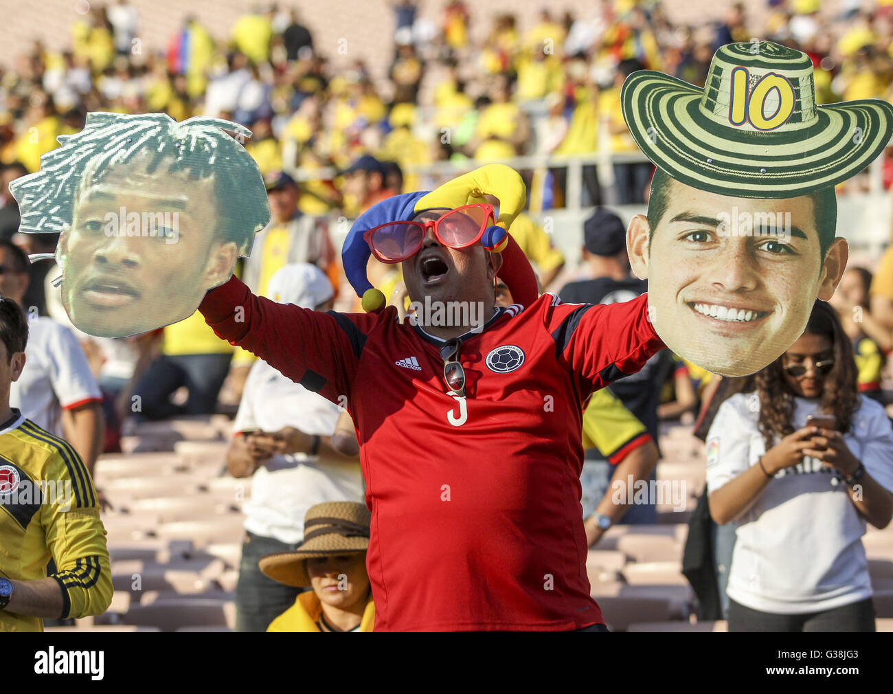 Los Angeles, California, USA. 7th June, 2016. A Colombia fan in the ...