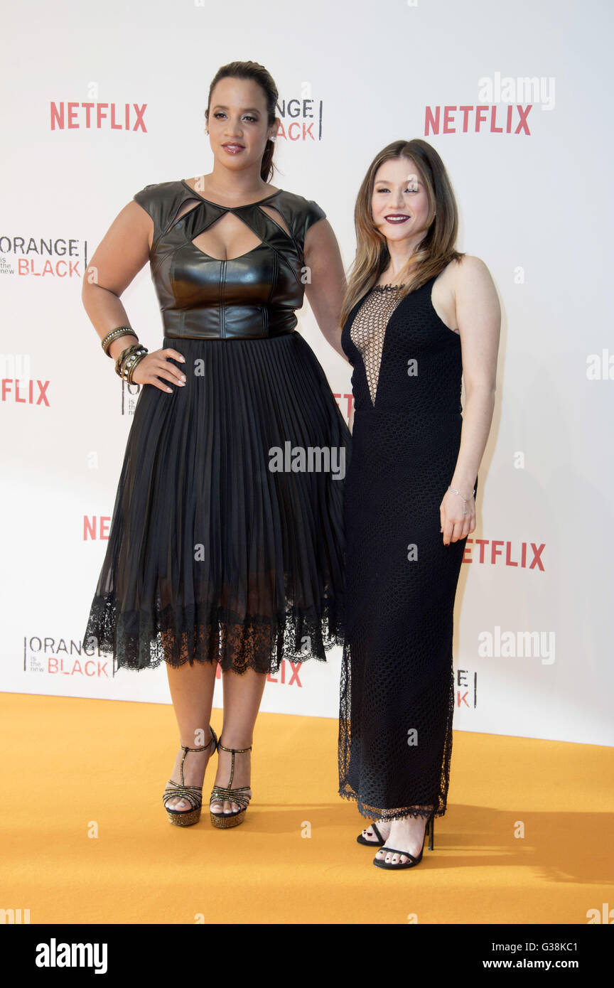 Berlin, Germany. 7th June, 2016. Dascha Polanco and Yael Stone attend ...