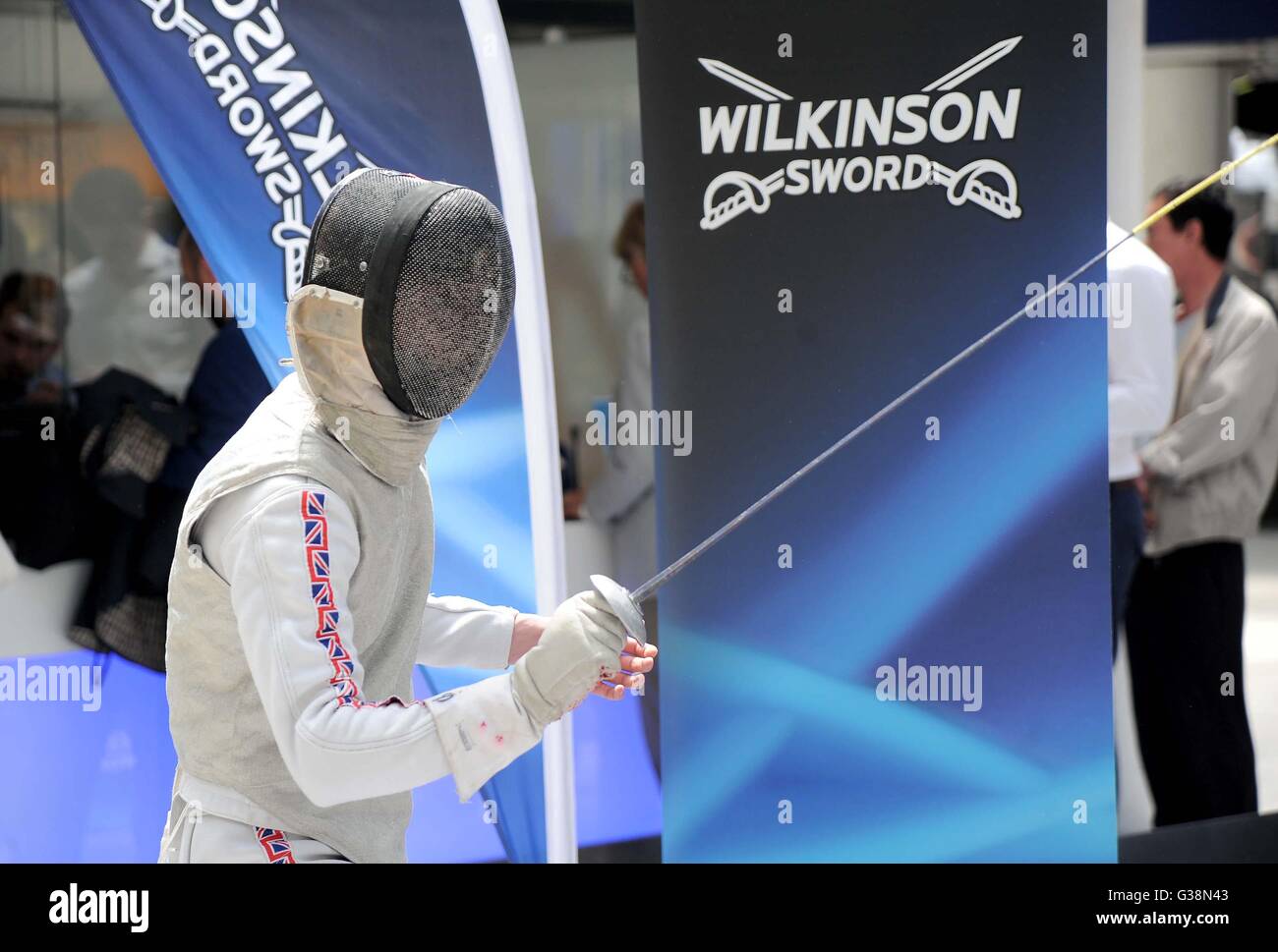 London, UK. 9th June, 2016. British Fencing pop-up event at Waterloo ...