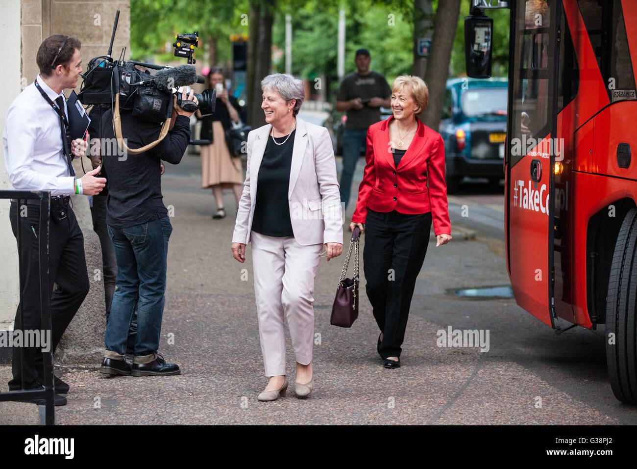 London, UK. 9th June, 2016. Gisela Stuart and Andrea Leadsom arrive on ...