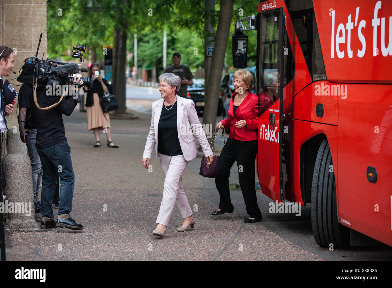 London, UK. 9th June, 2016. Gisela Stuart and Andrea Leadsom arrive on ...