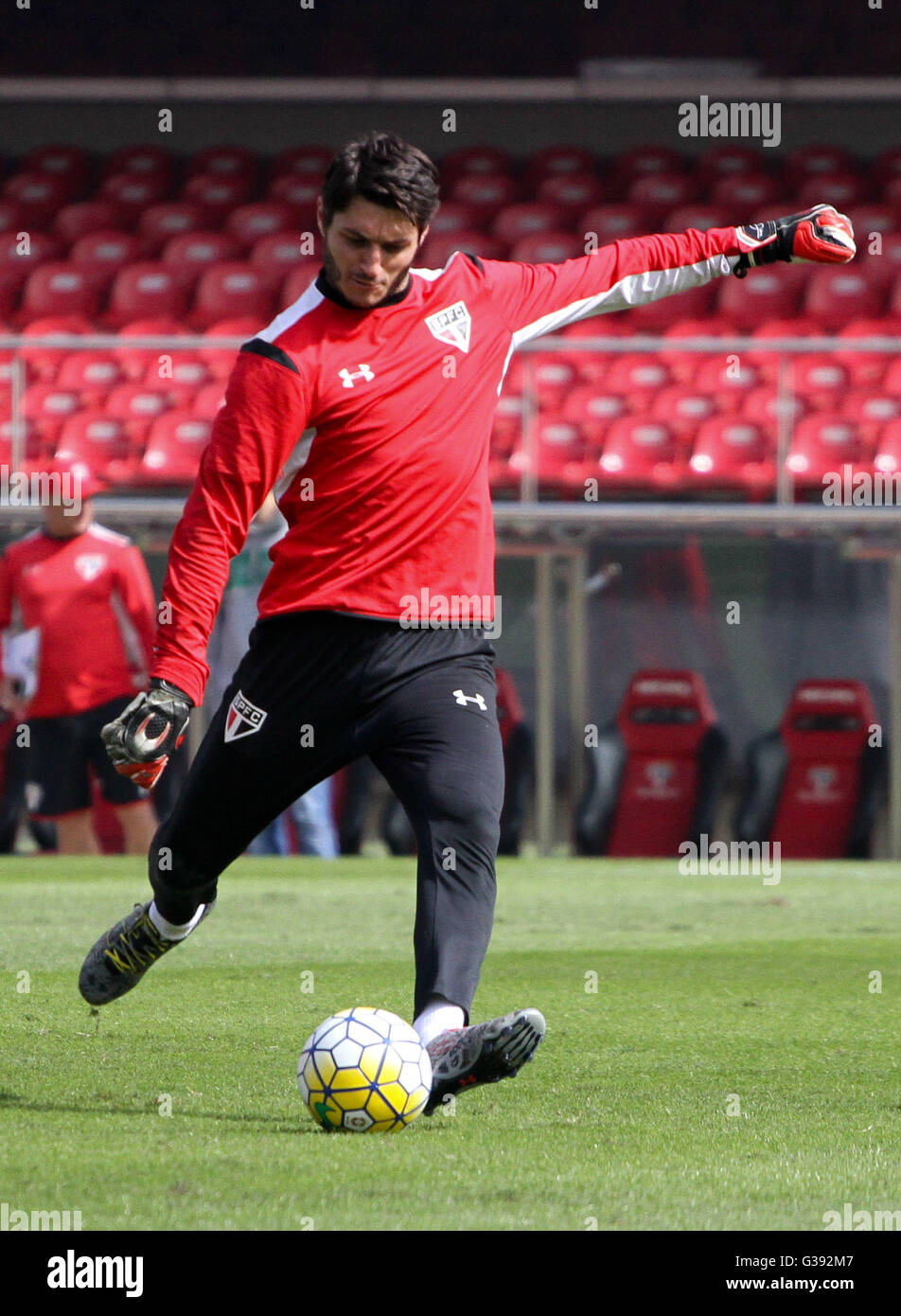 SAO PAULO, Brazil - 06/10/2016: TRAINING SPFC - Denis goalkeeper SPFC ...