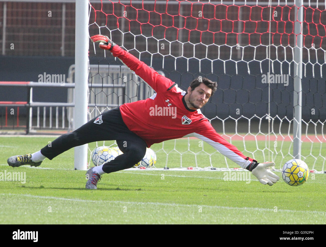 SAO PAULO, Brazil - 06/10/2016: TRAINING SPFC - Denis goalkeeper SPFC ...