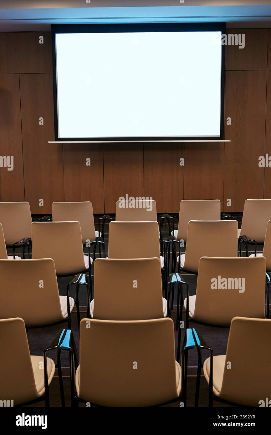 Empty Conference hall before video-presentation Stock Photo - Alamy