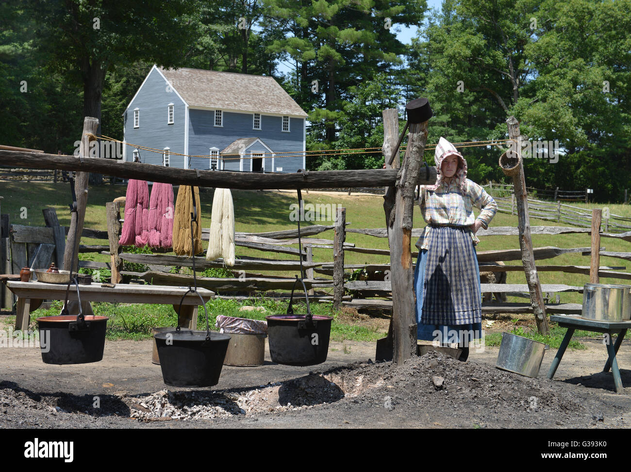 Woman dyeing wool, Museum village, Old Sturbridge Village ...