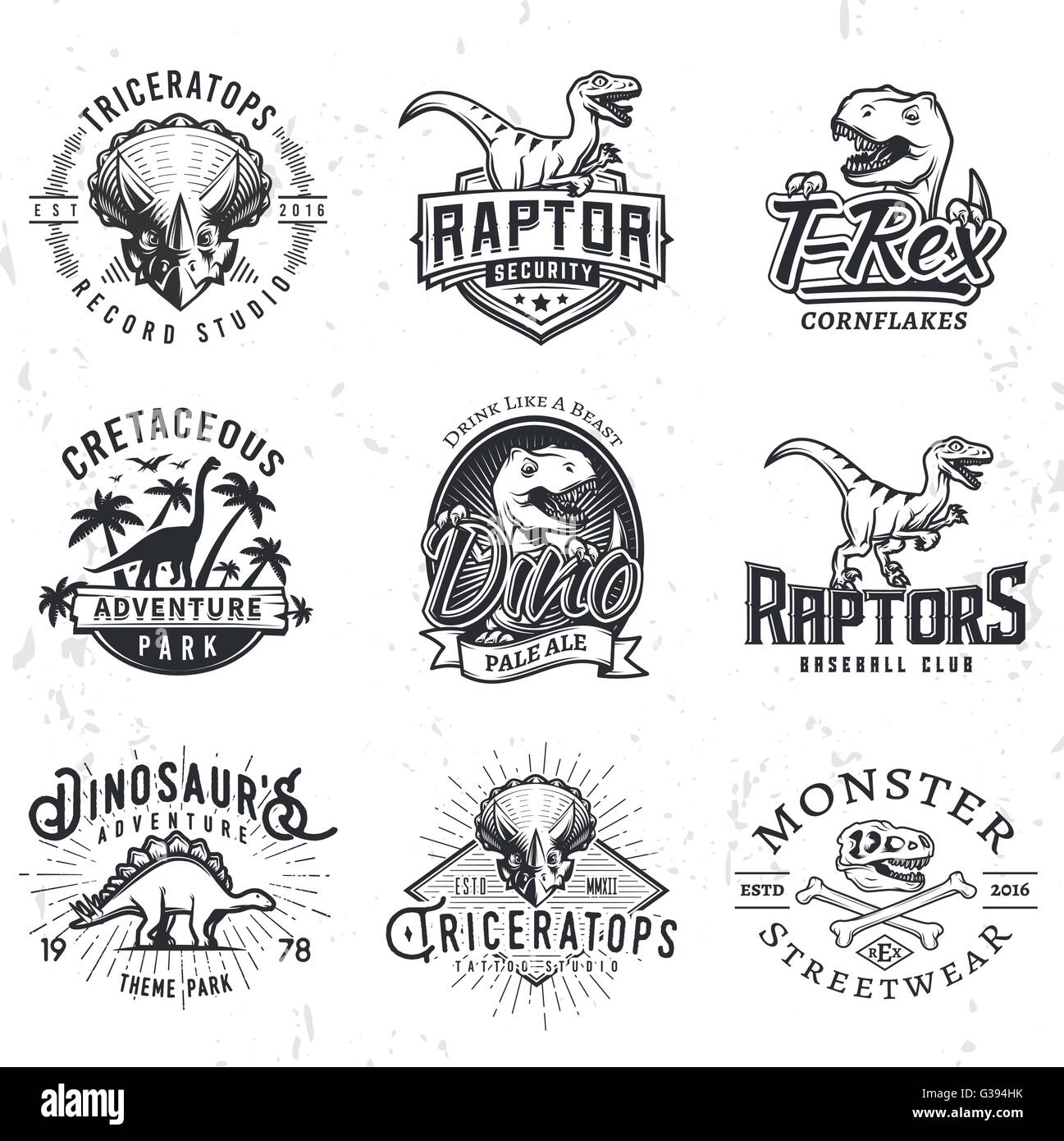 Set of Dino Logos. T-rex skull t-shirt illustration concept on grunge ...