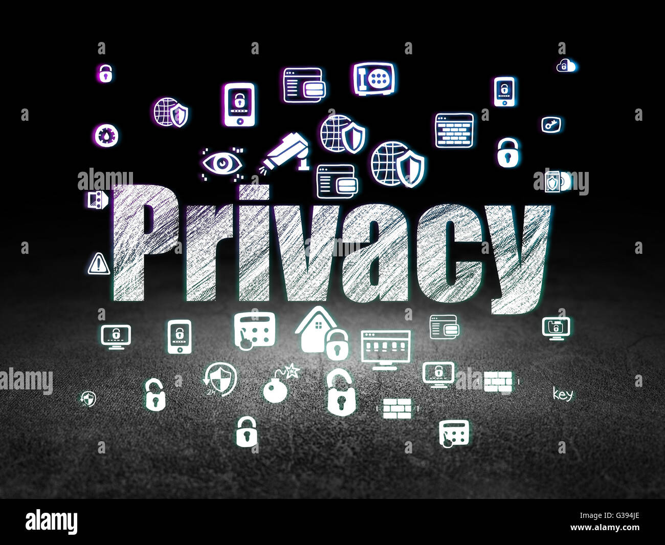Safety concept: Privacy in grunge dark room Stock Photo - Alamy