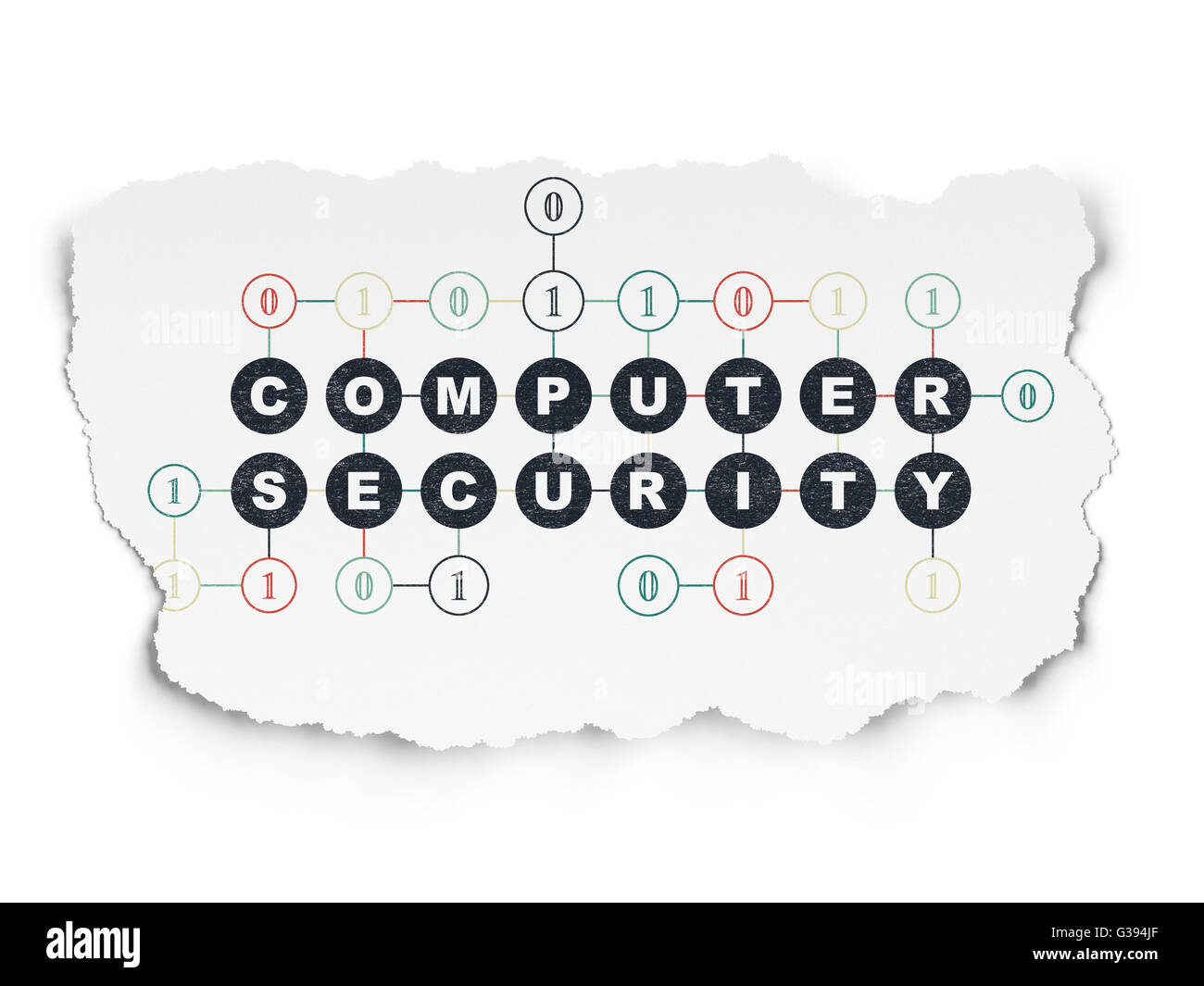 Protection concept: Computer Security on Torn Paper background Stock ...