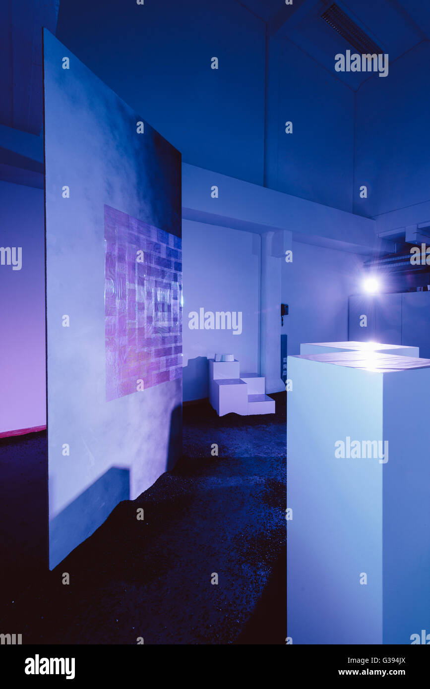 Intergalactic blue show room for fashion exhibition Stock Photo - Alamy