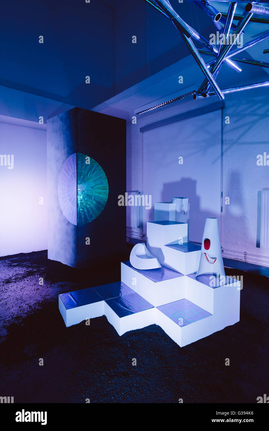 Intergalactic blue show room for fashion exhibition Stock Photo - Alamy