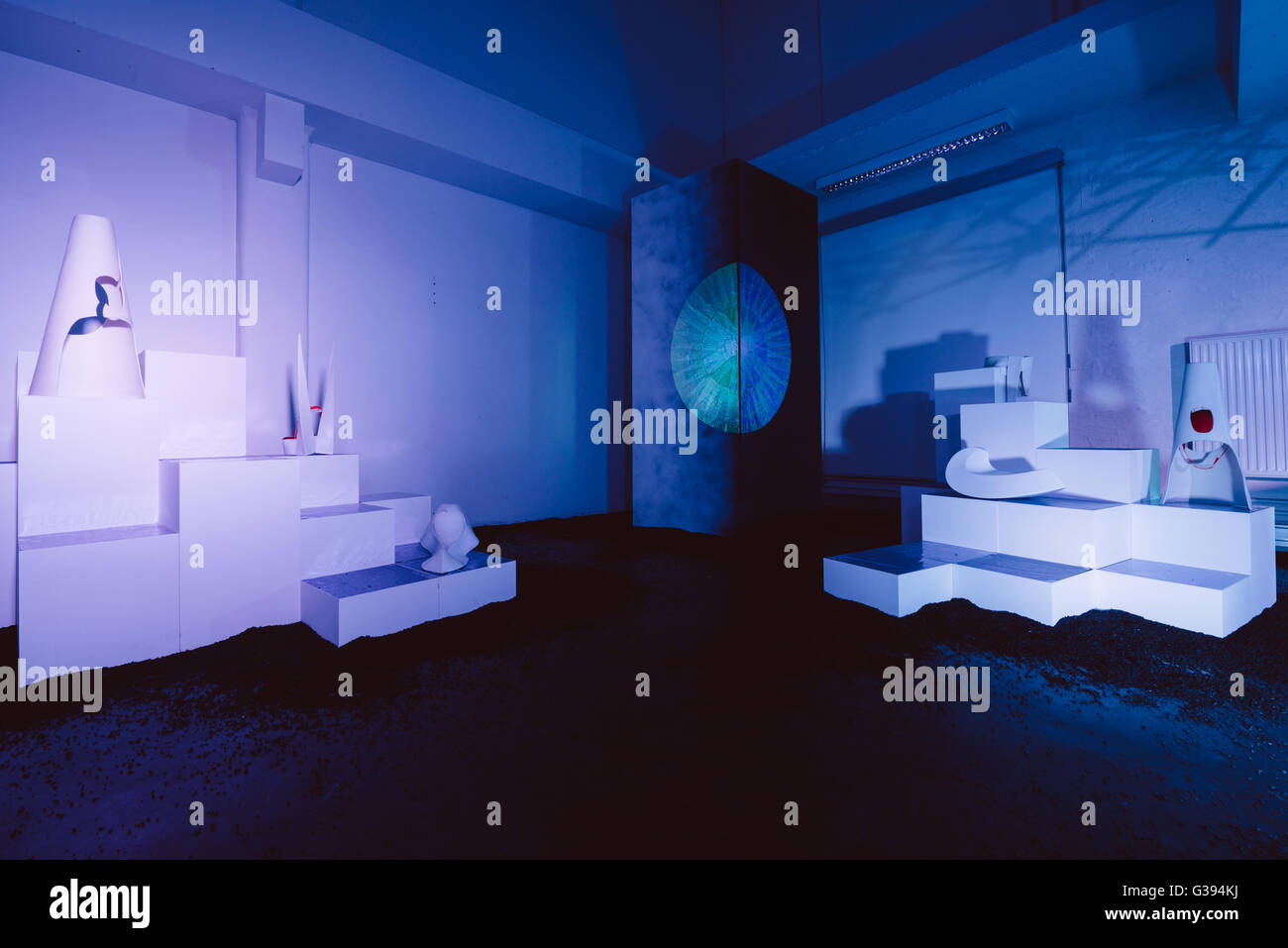 Intergalactic blue show room for fashion exhibition Stock Photo - Alamy