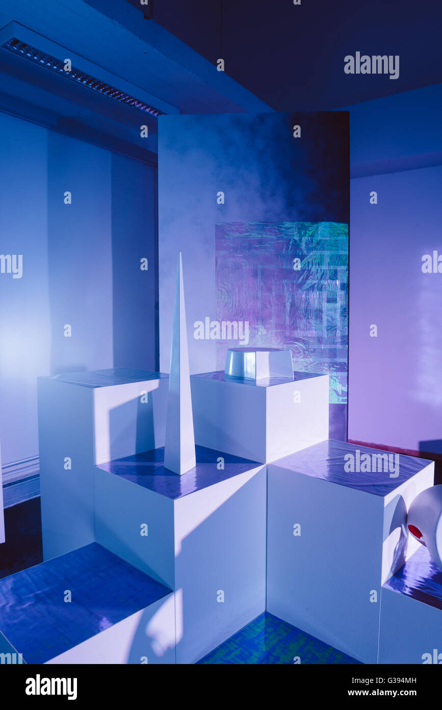 Intergalactic blue show room for fashion exhibition Stock Photo - Alamy