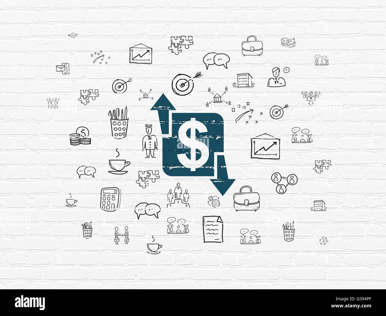 Finance concept: Finance on wall background Stock Photo - Alamy