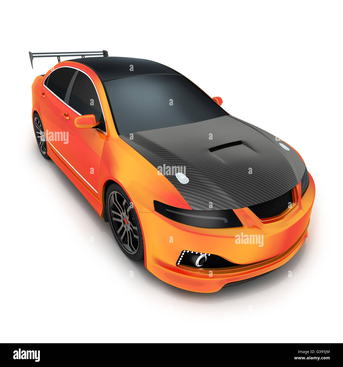 Orange racing car Cut Out Stock Images & Pictures - Alamy