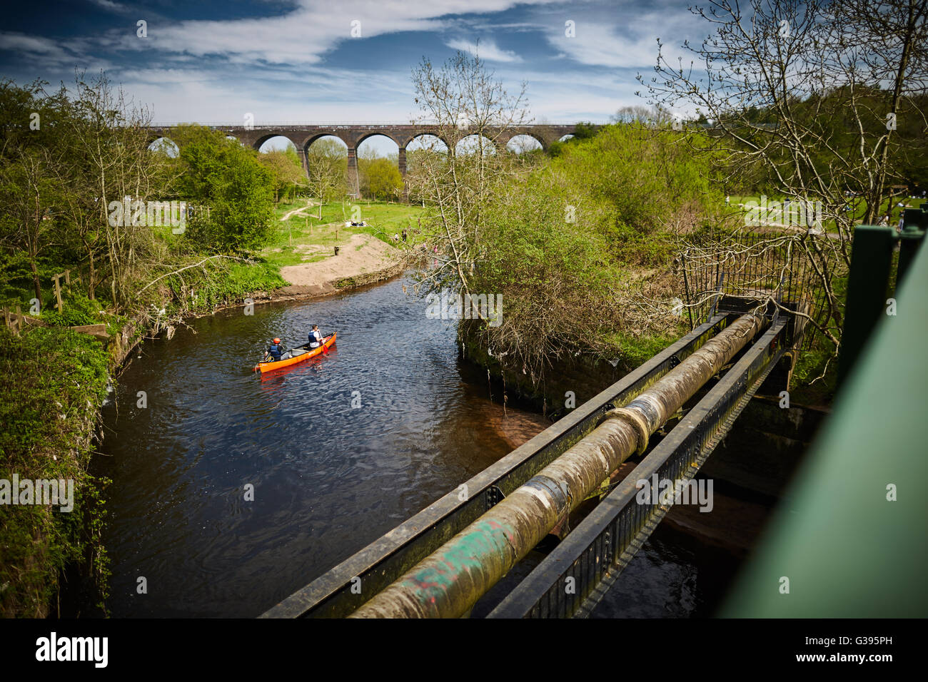 Reddish Vale viaduct Stockport country park sixteen-arch brick viaduct ...