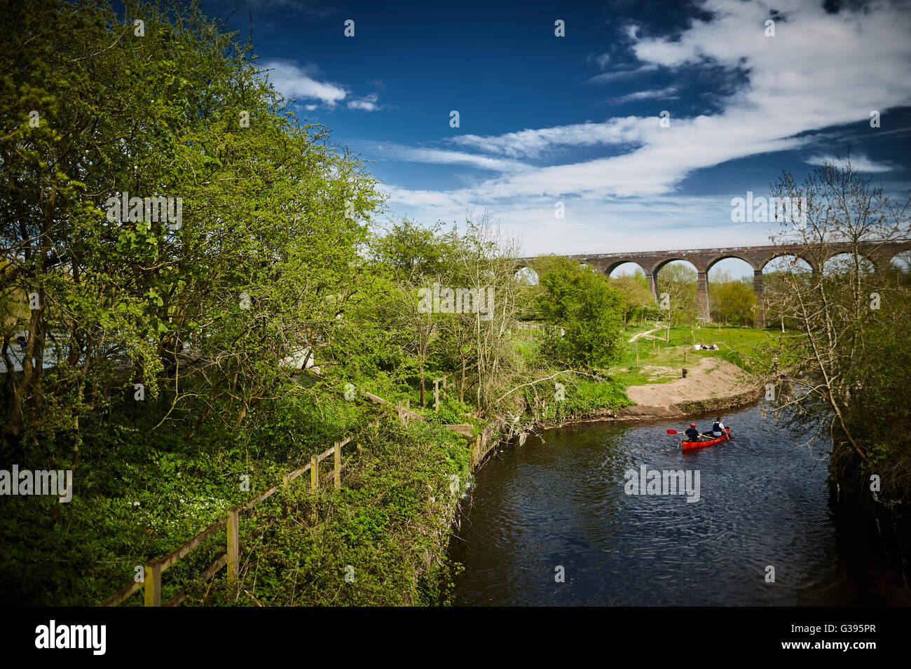Reddish Vale viaduct Stockport country park sixteen-arch brick viaduct ...