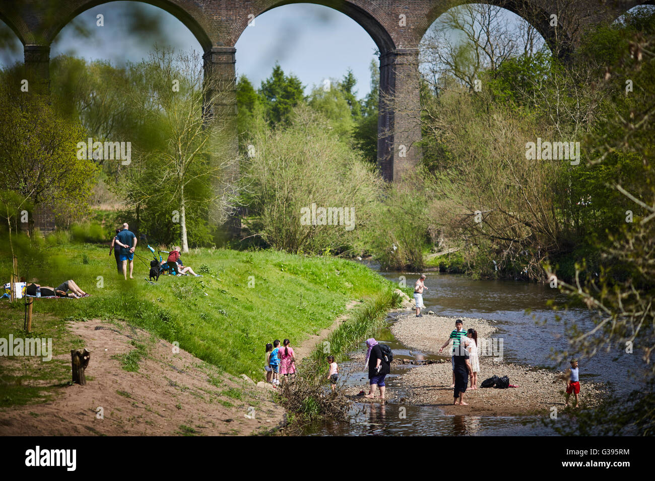 Reddish Vale viaduct Stockport country park sixteen-arch brick viaduct ...