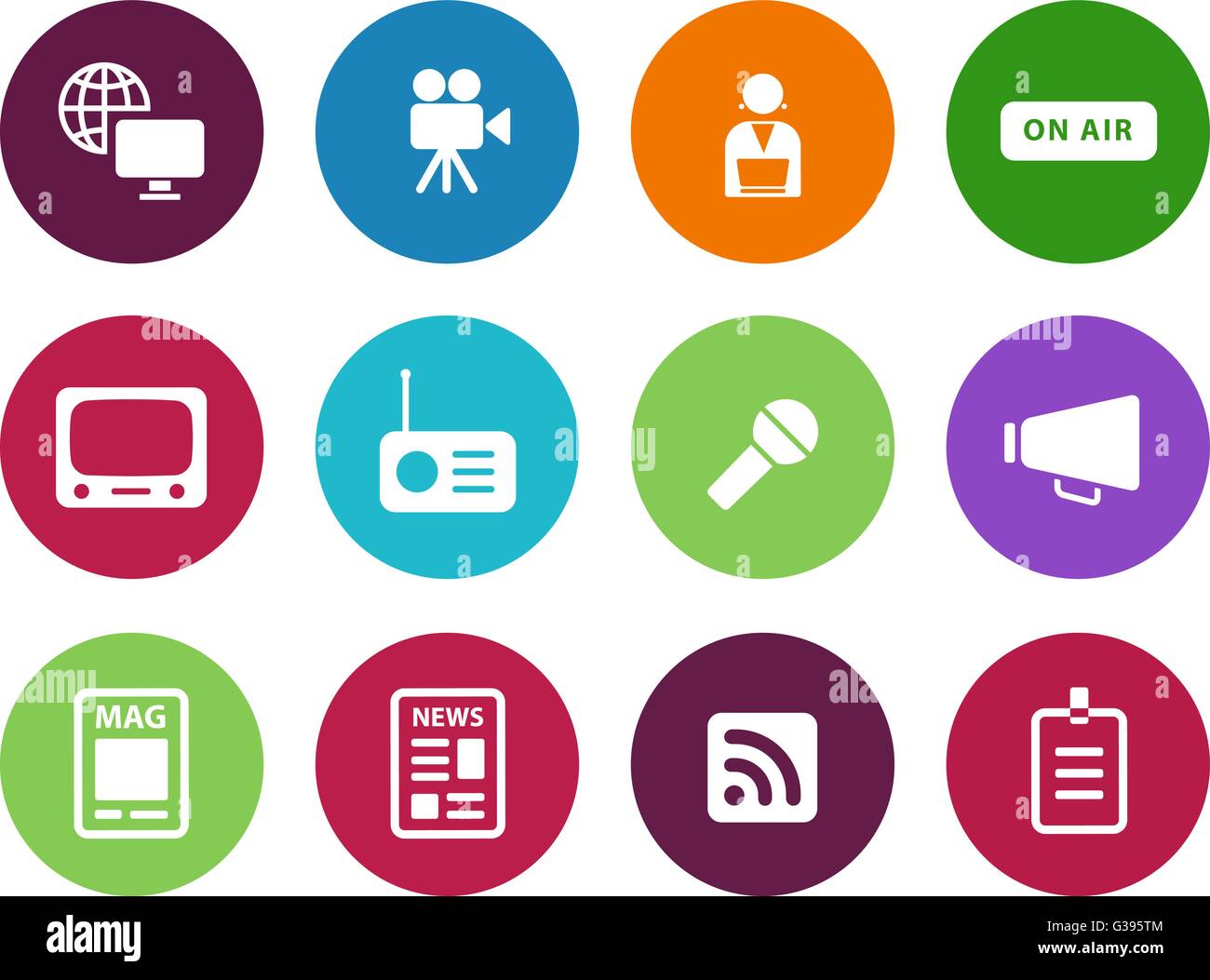 Media circle icons on white background Stock Vector Image & Art - Alamy