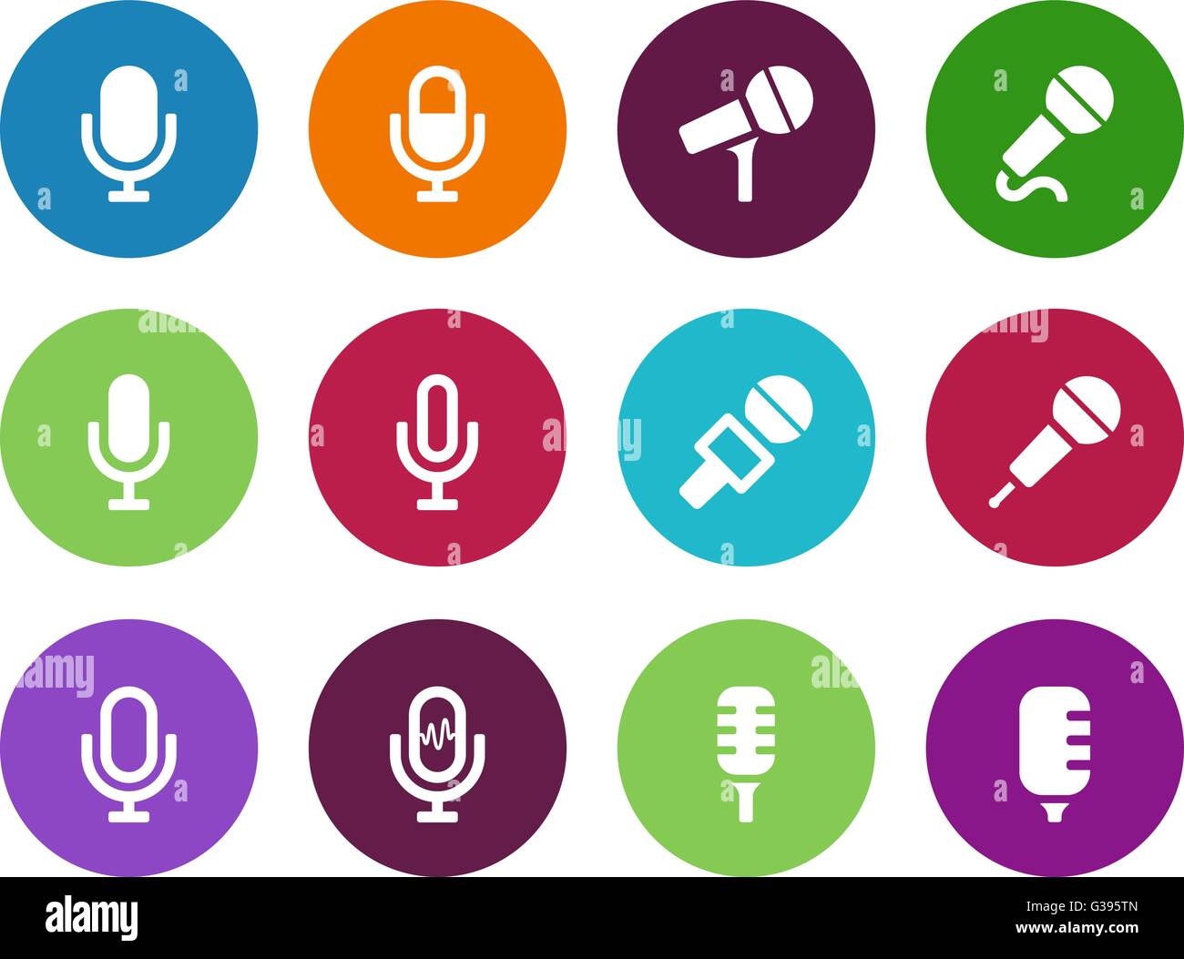 Microphone circle icons on white background Stock Vector Image & Art ...
