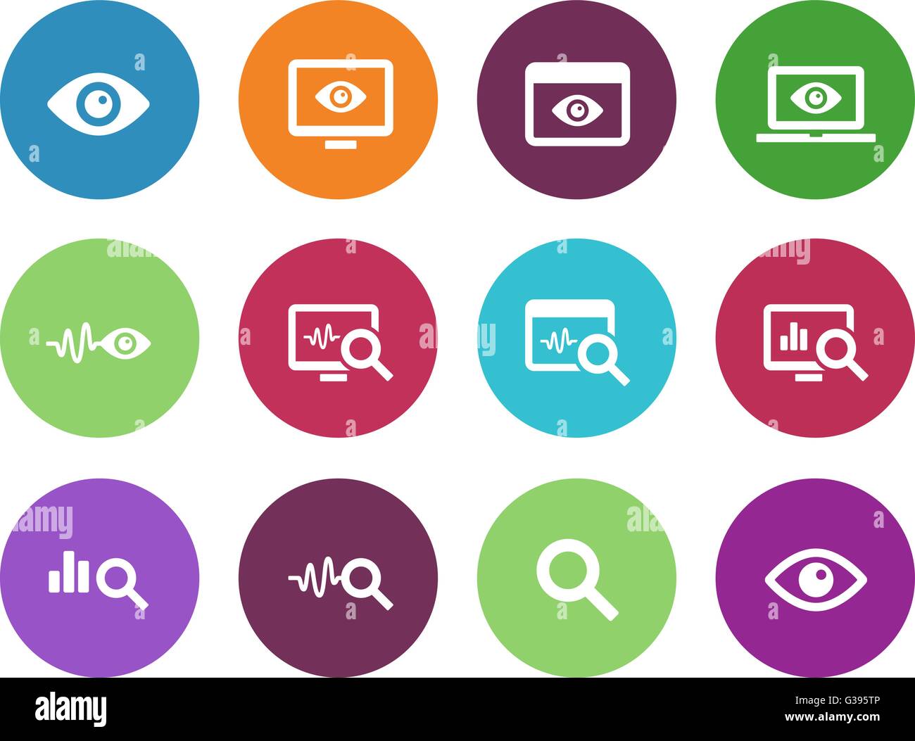 Monitoring circle icons on white background Stock Vector Image & Art ...