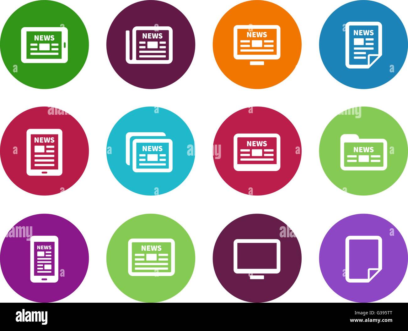Newspaper circle icons on white background Stock Vector Image & Art - Alamy