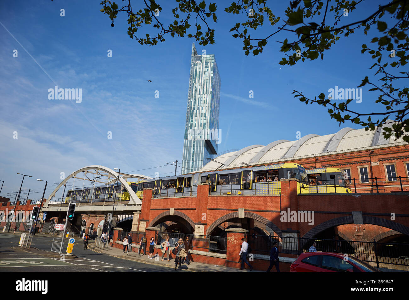 Manchester England UK metrolink tram light rail network bridge ...