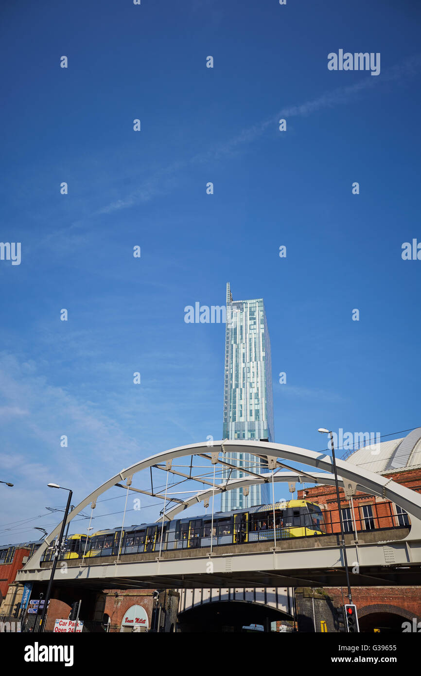Manchester England UK metrolink tram light rail network bridge ...