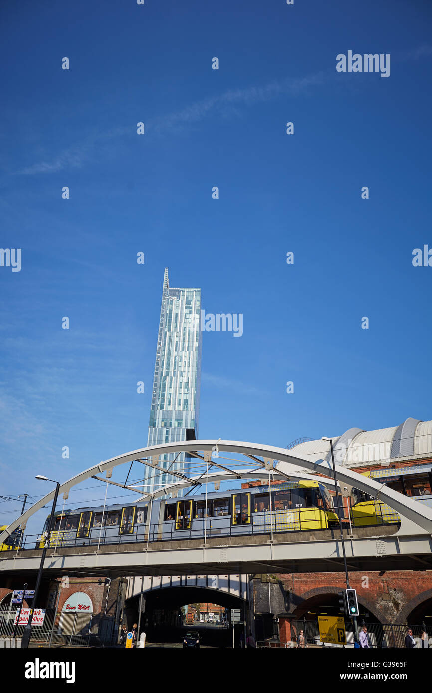 Manchester England UK Metrolink tram light rail network bridge ...