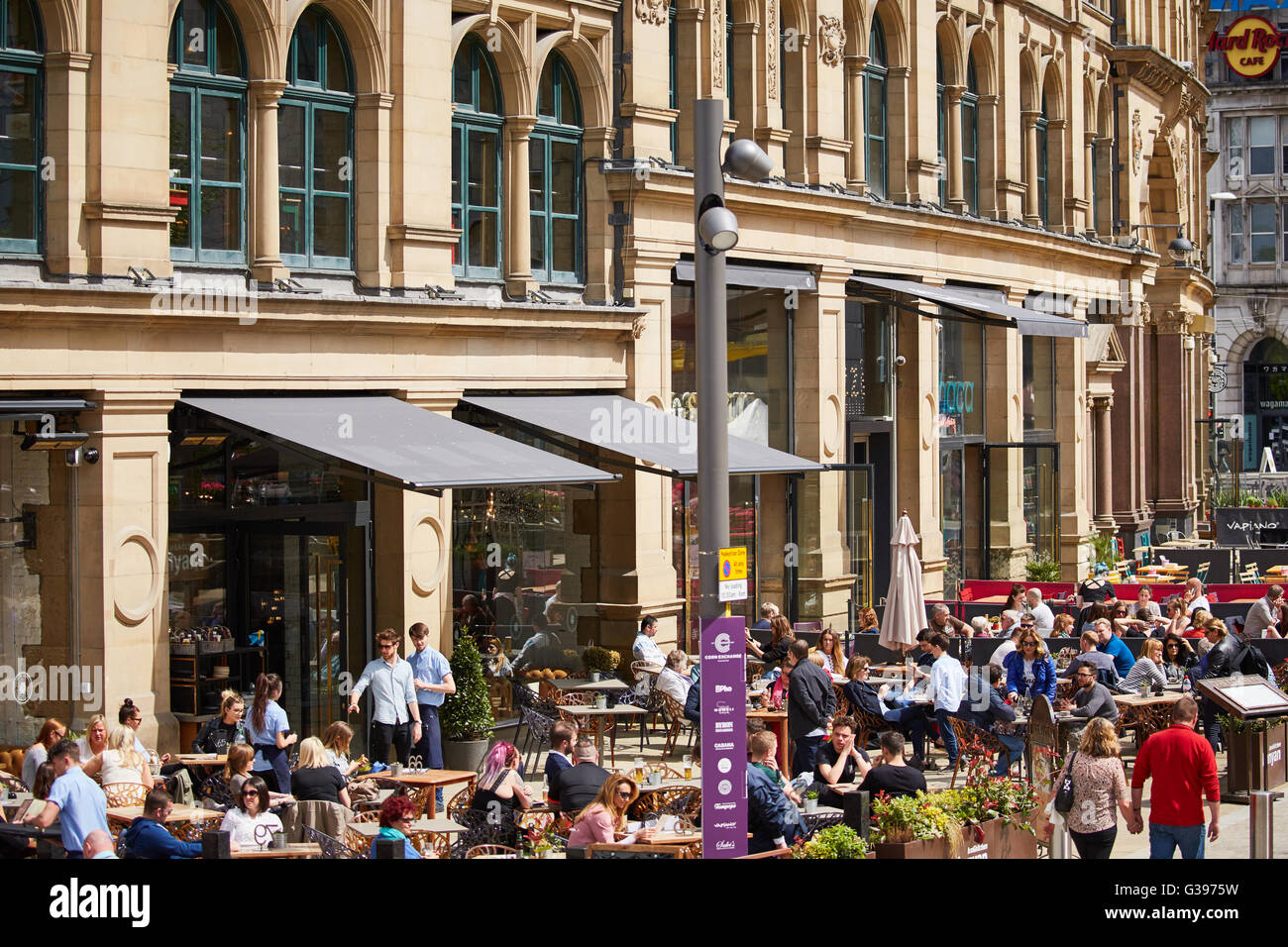 The Corn Exchange in Exchange Square signs buildings tight Restaurant ...