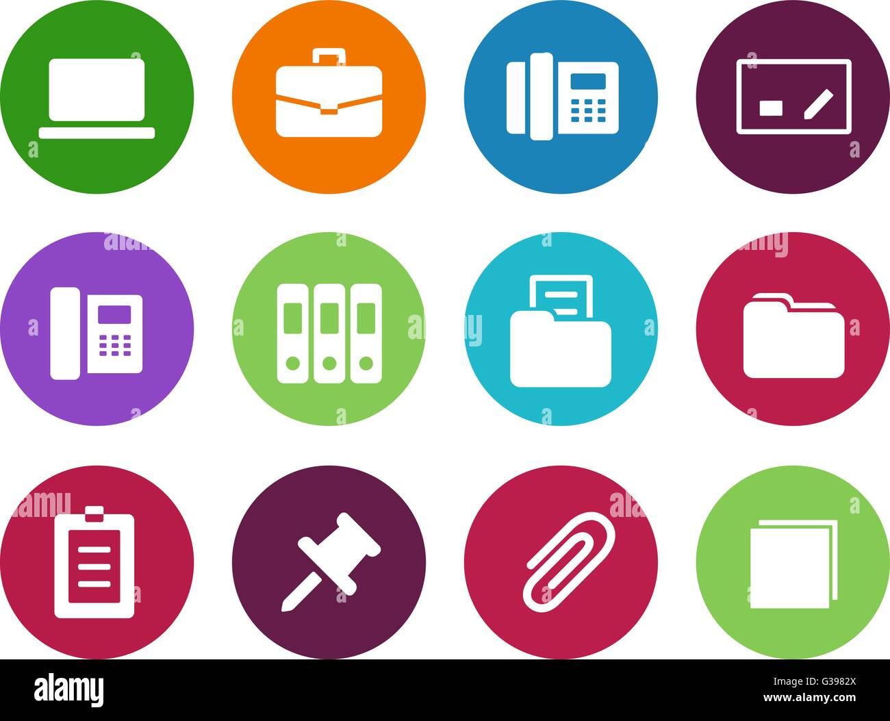 Office circle icons on white background Stock Vector Image & Art - Alamy