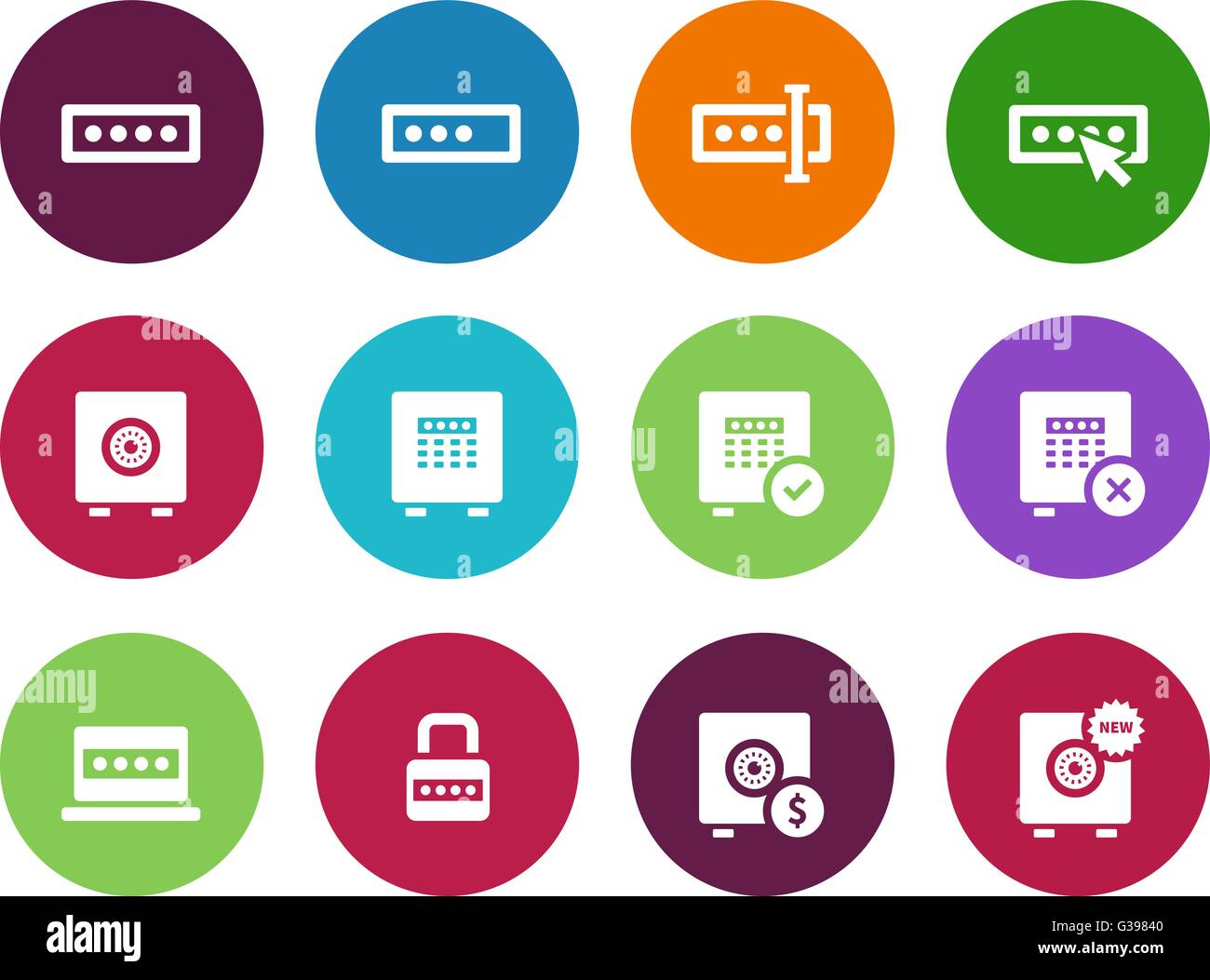 Password circle icons on white background Stock Vector Image & Art - Alamy