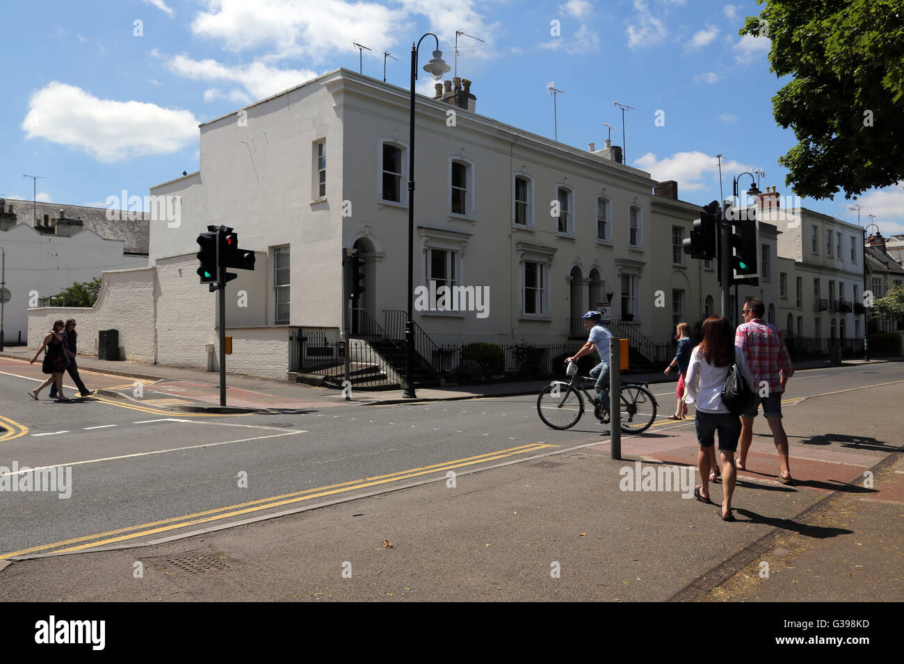 Cheltenham Gloucestershire England Street Scene People Crossing Road At ...