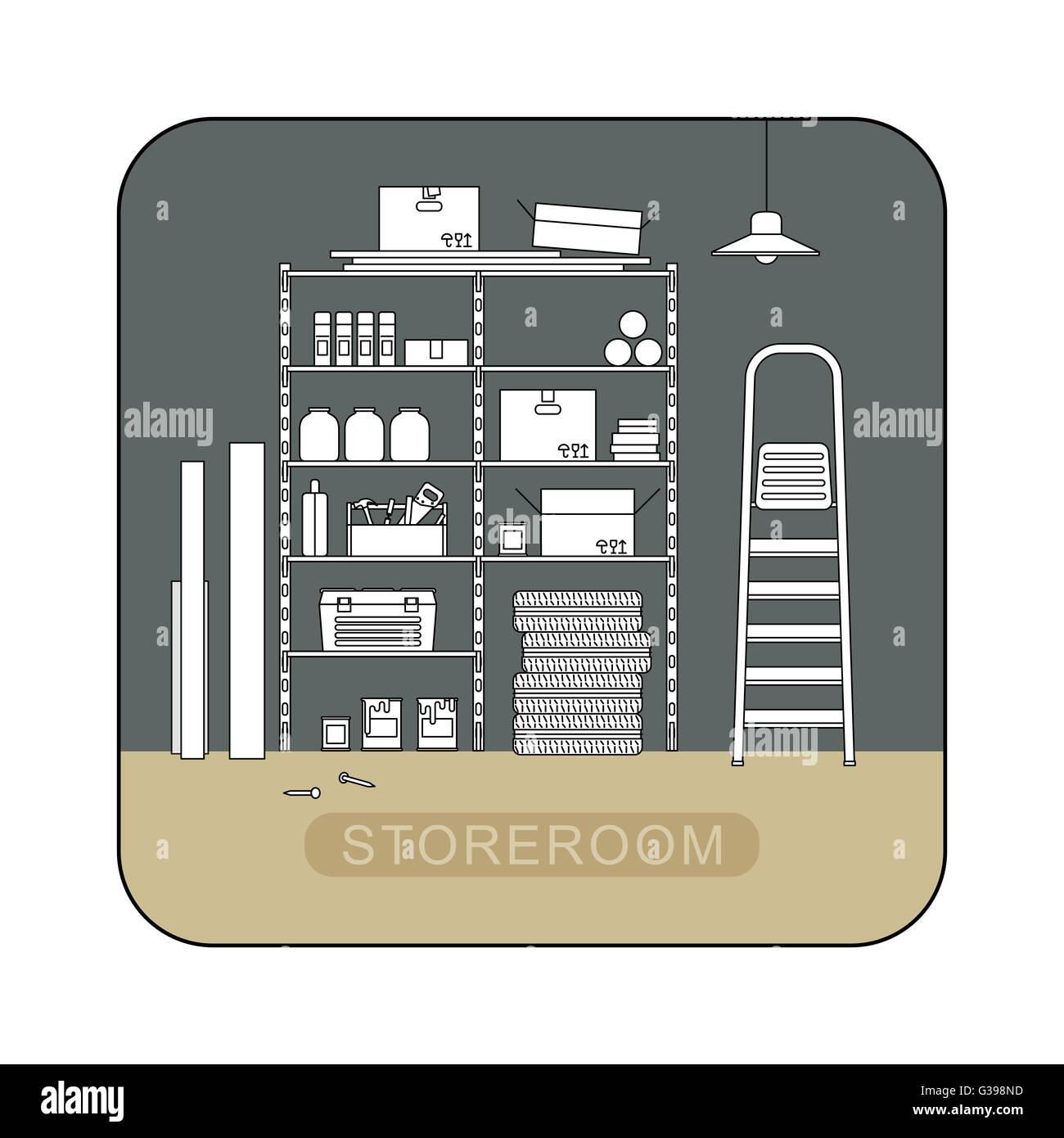 Storeroom interior with metal storage Stock Vector Image & Art - Alamy