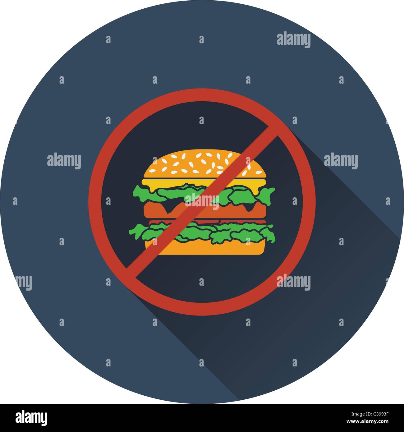 Icon of Prohibited hamburger. Flat design. Vector illustration Stock ...