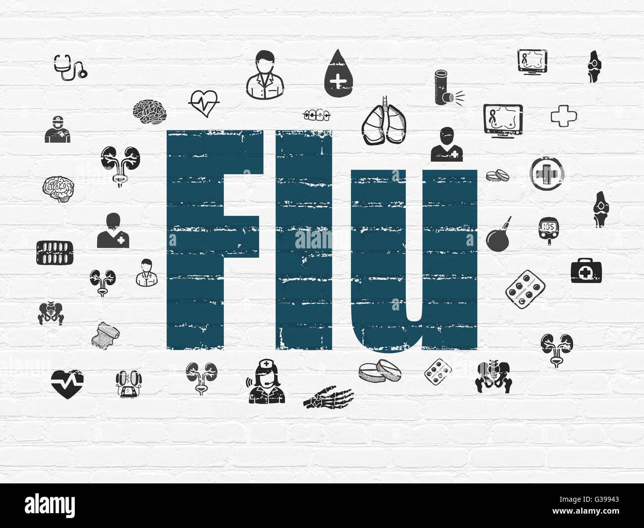 Healthcare concept: Flu on wall background Stock Photo - Alamy