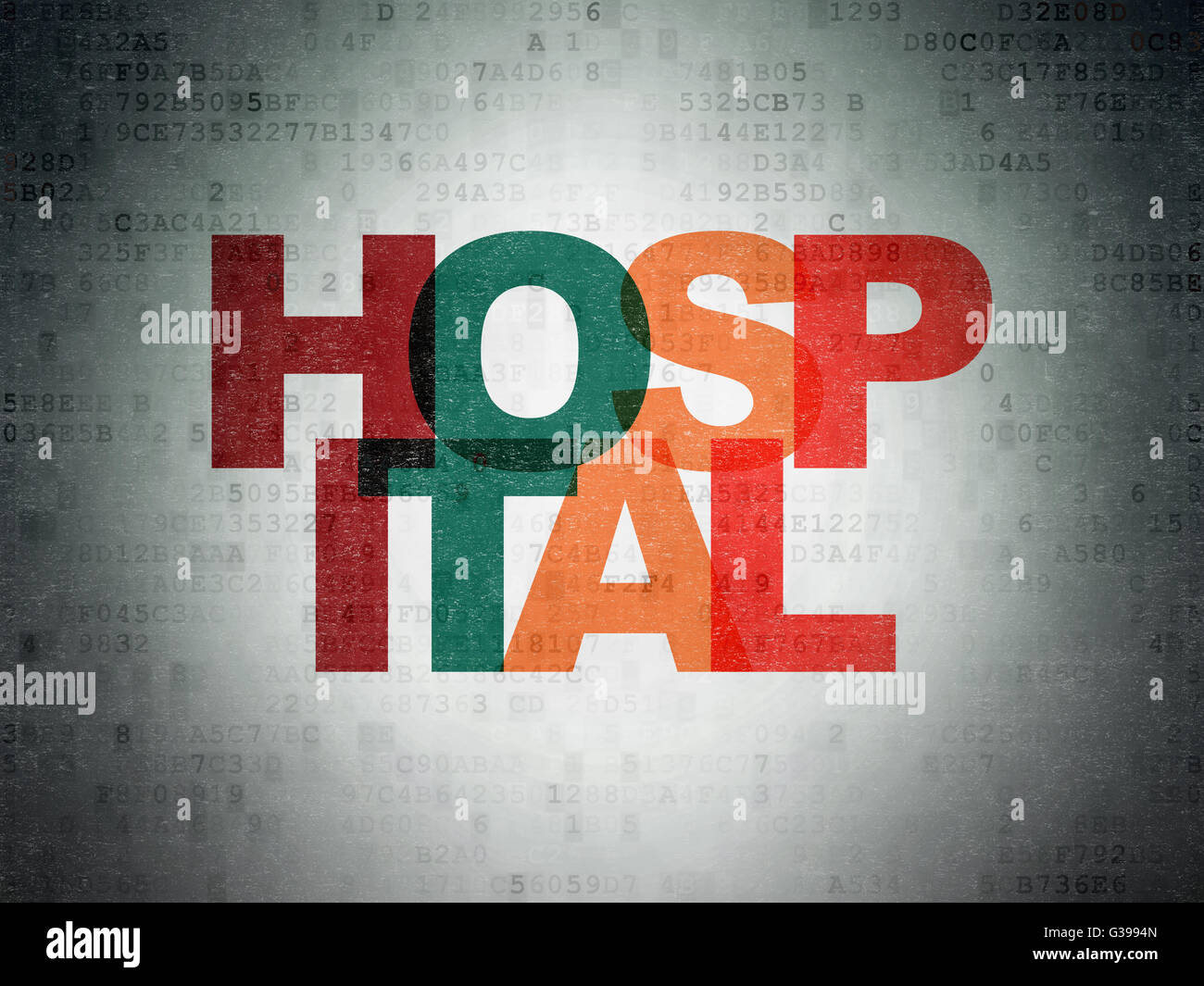 Healthcare concept: Hospital on Digital Data Paper background Stock ...