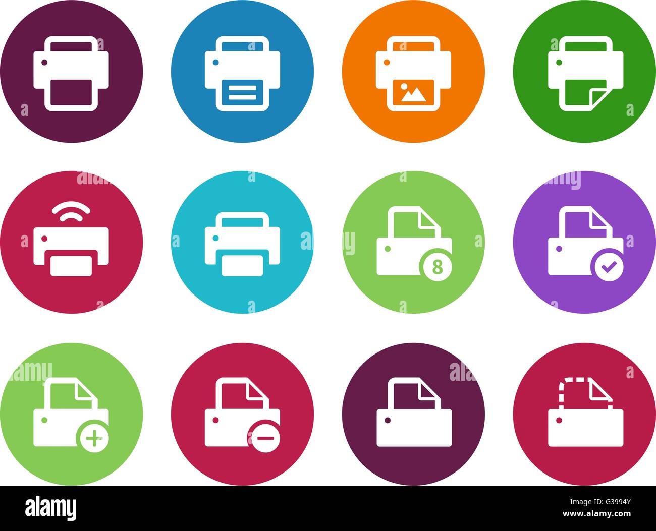 Printer circle icons on white background Stock Vector Image & Art - Alamy