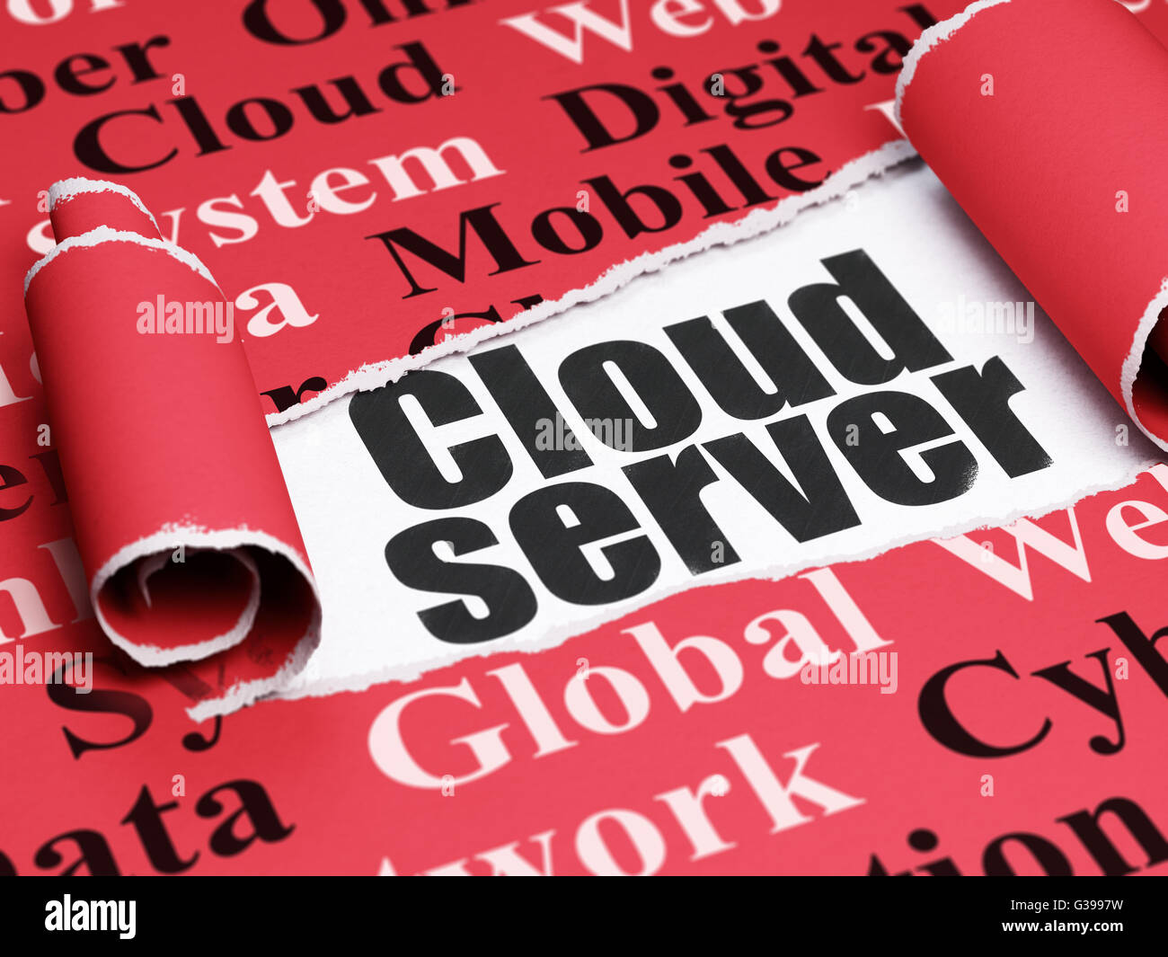 Cloud networking concept: black text Cloud Server under the piece of ...