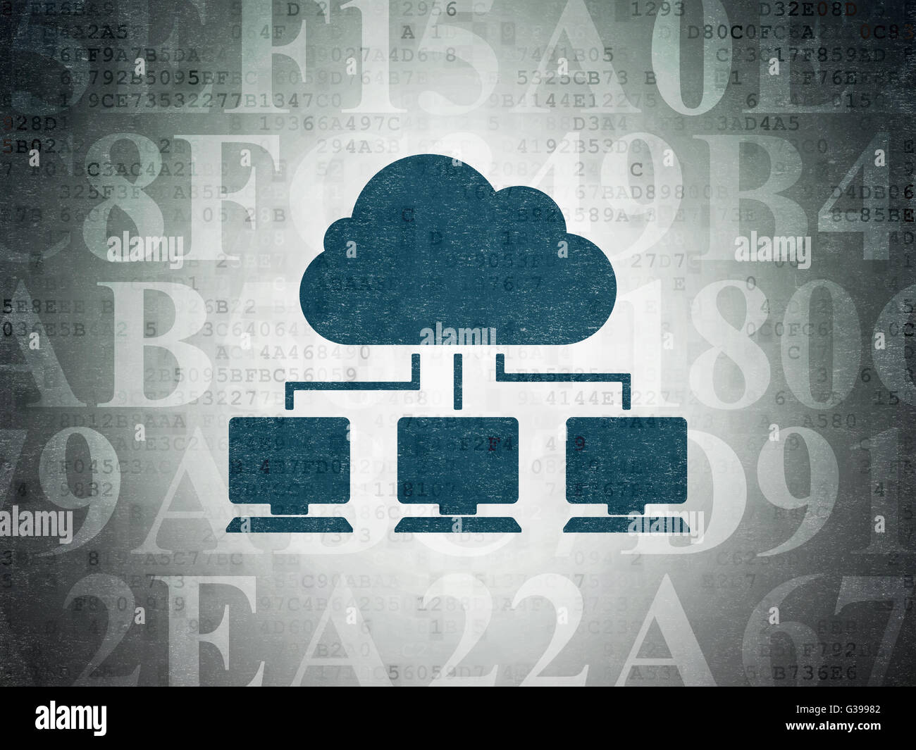 Cloud computing concept: Cloud Network on Digital Data Paper background ...