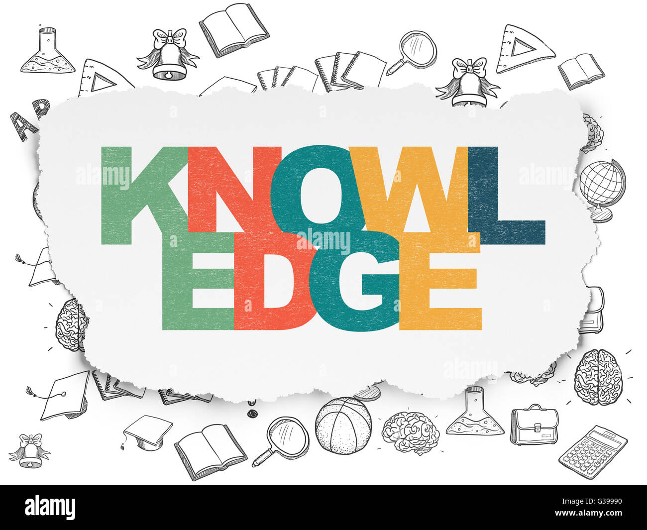 Studying concept: Knowledge on Torn Paper background Stock Photo - Alamy