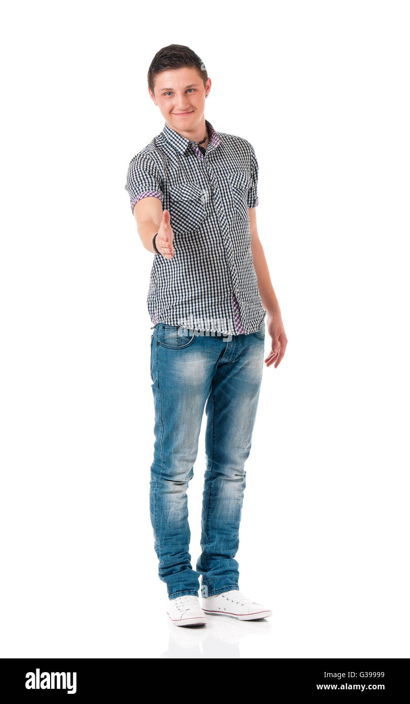 Young man shaking hands Stock Photo - Alamy
