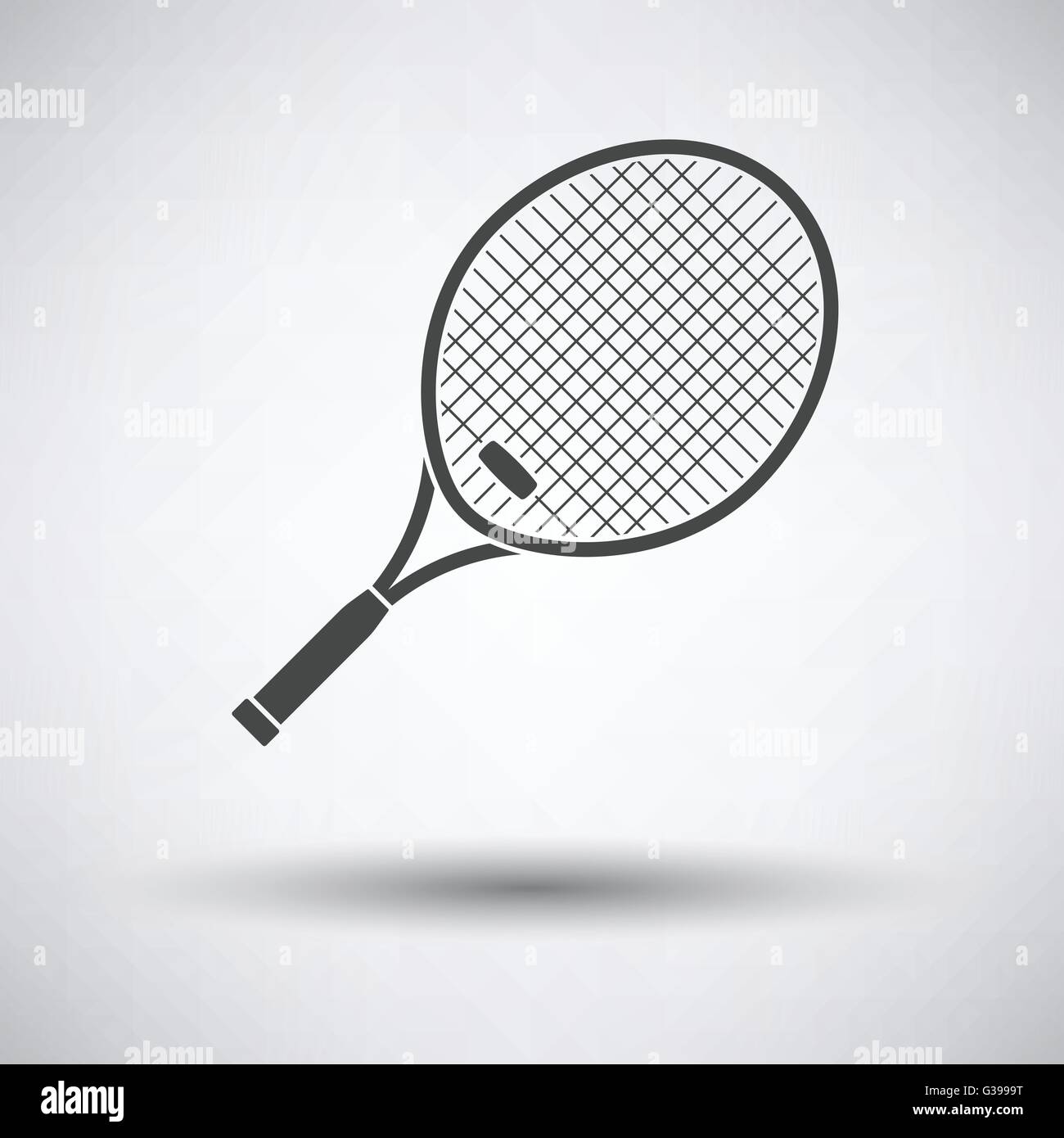 Tennis racket icon on gray background with round shadow. Vector ...